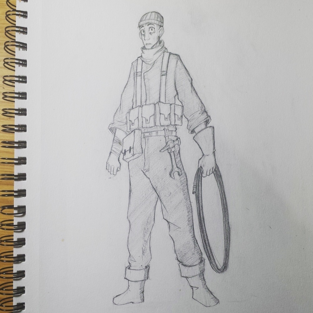 Character design again. I like drawing mechanic characters ...