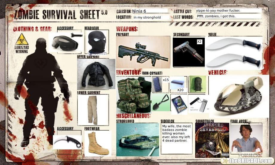 my zombie survival sheet