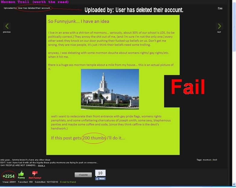 Mormon Troll Fail