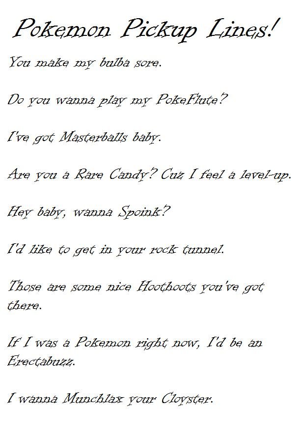 Pokemon Pickup Lines